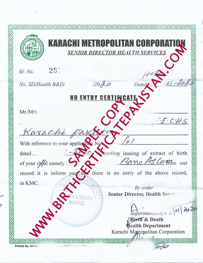 Obtain Non Availability of Birth certificate