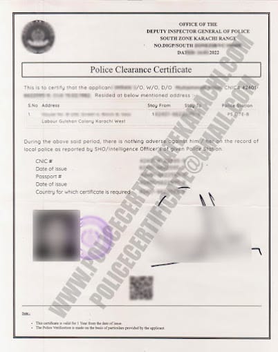 Obtain Online Police Certificate from Karachi